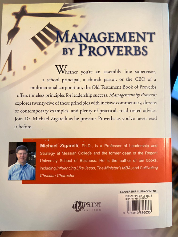Management By Proverbs, Hobbies & Toys, Books & Magazines, Religion ...