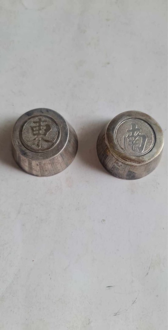 Old Chinese silver Metal tokens comes with silver casing with maker ...