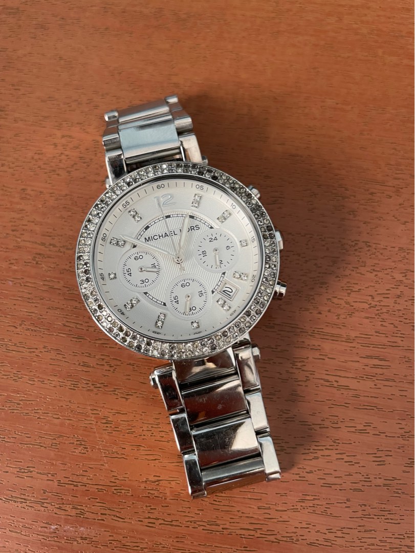 Michael Kors Silver-Tone Glitz Parker Watch MK5353, Women's Fashion ...