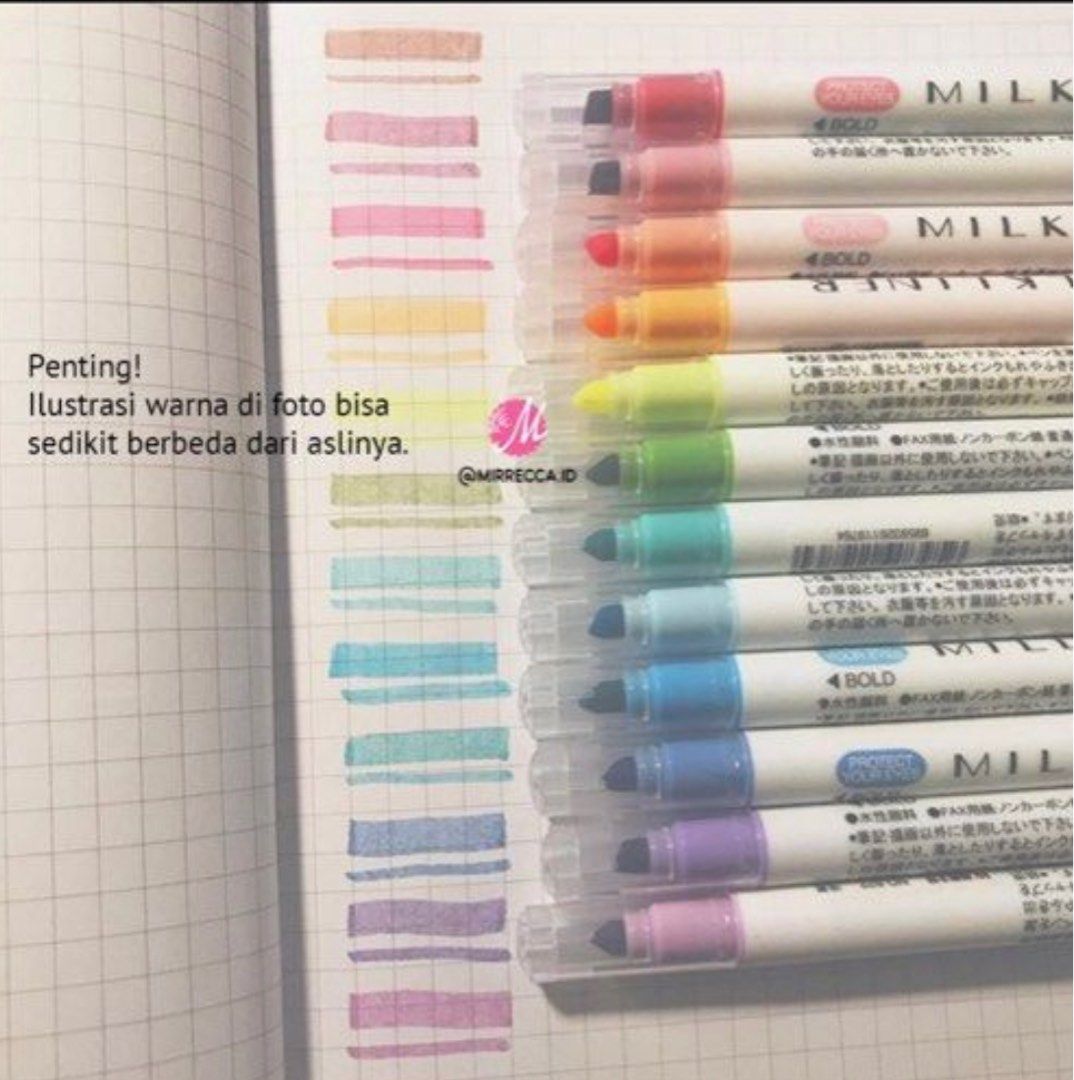 Milkliner Highlighter Set 12 Warna Pastel, Twin Tip, Buku & Alat Tulis ...