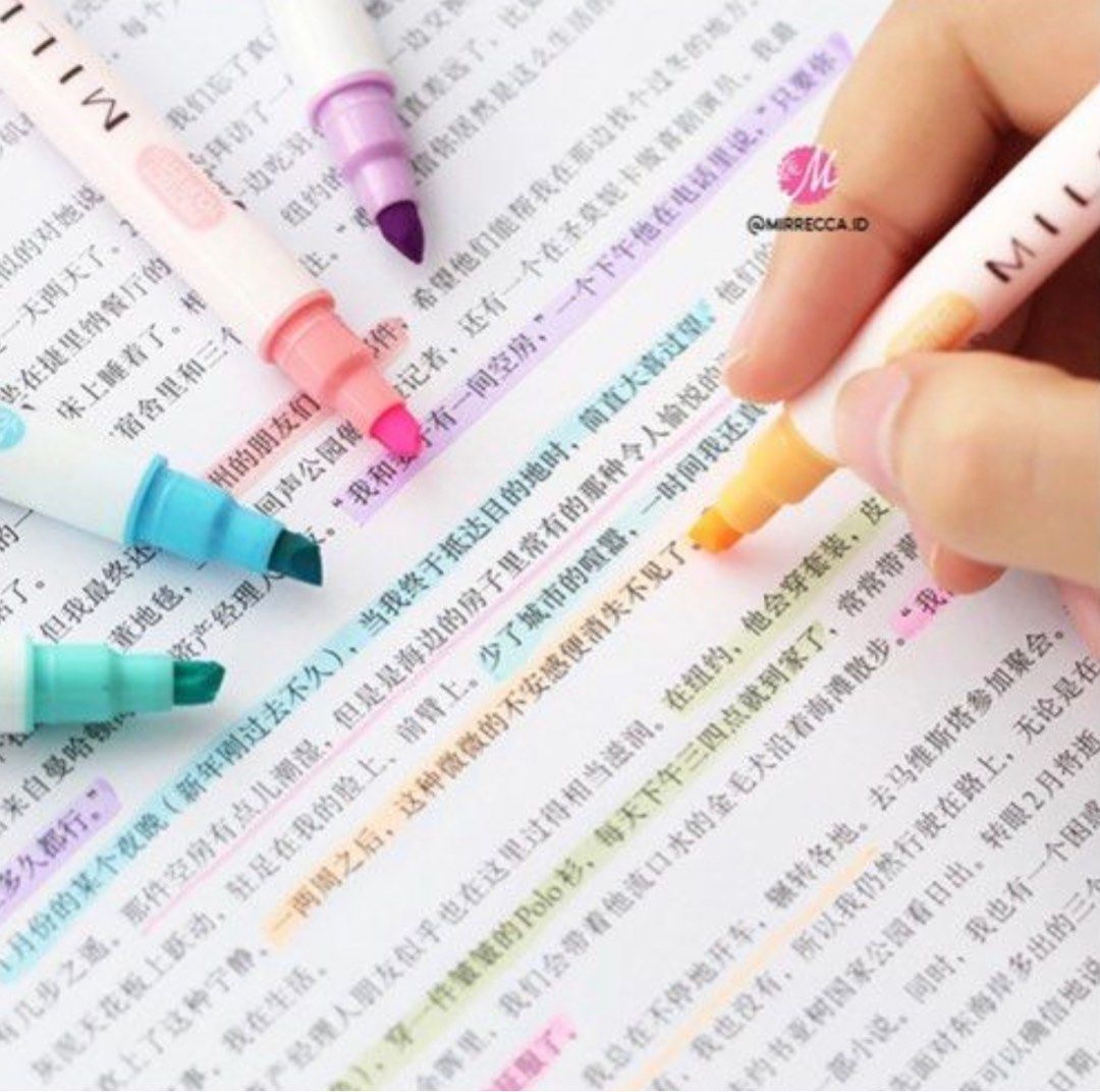 Milkliner Highlighter Set 12 Warna Pastel, Twin Tip, Buku & Alat Tulis ...