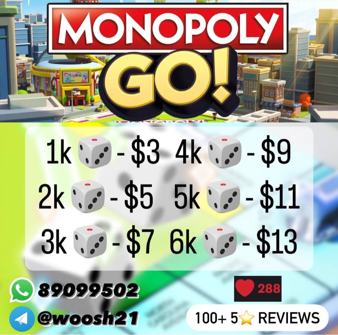 Monopoly go dice! 3rd sept, Hobbies & Toys, Toys & Games on Carousell