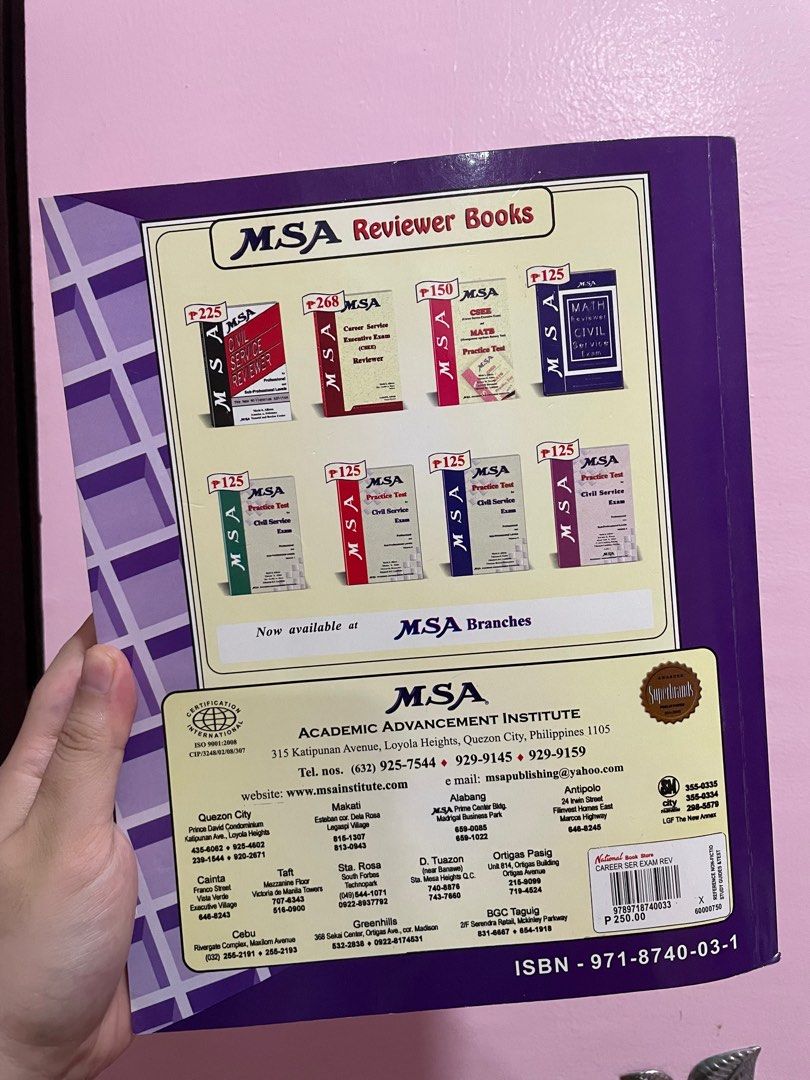 MSA CIVIL SERVICE EXAMINATION REVIEWER, Hobbies & Toys, Books ...