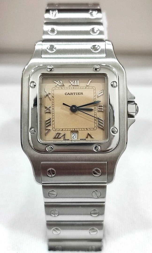 MSKL JOHAN CARTIER Santos Galbee Cream Dial Quartz Full Set Like New ...