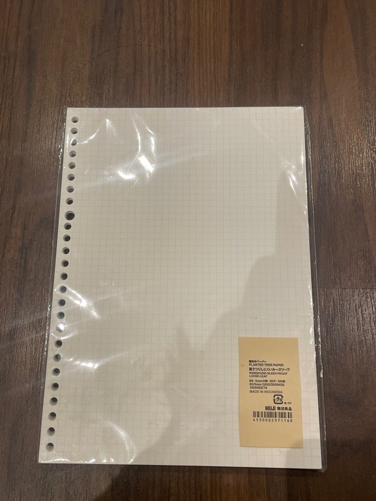 muji b5 26 ring paper refill grid, Hobbies & Toys, Stationary & Craft, Stationery & School ...