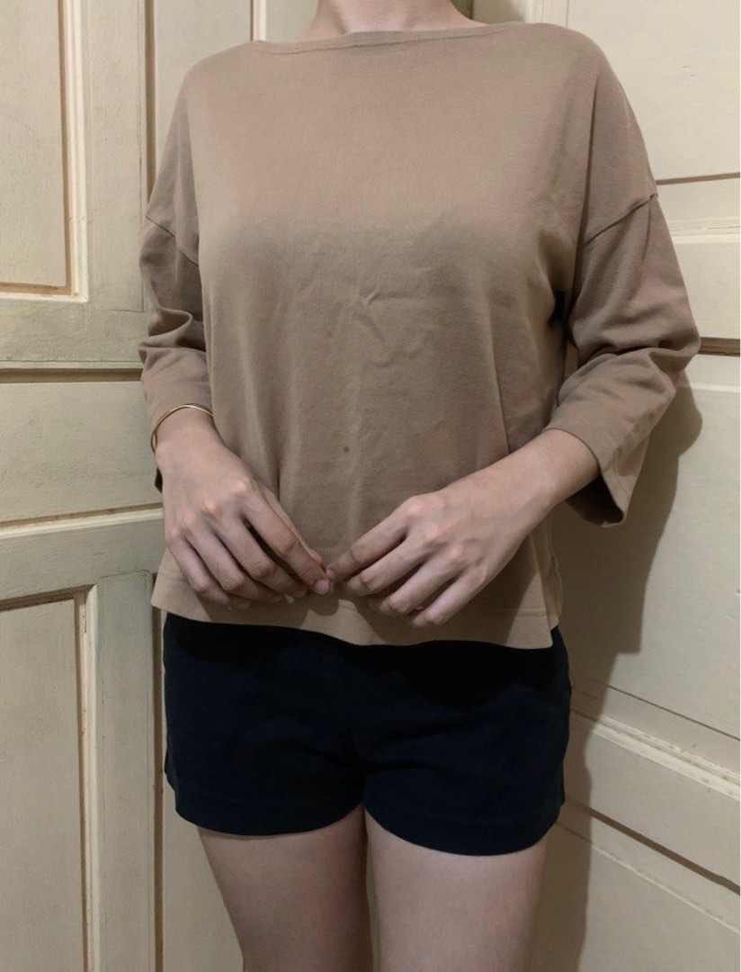 Muji Brown Top, Women's Fashion, Tops, Others Tops on Carousell