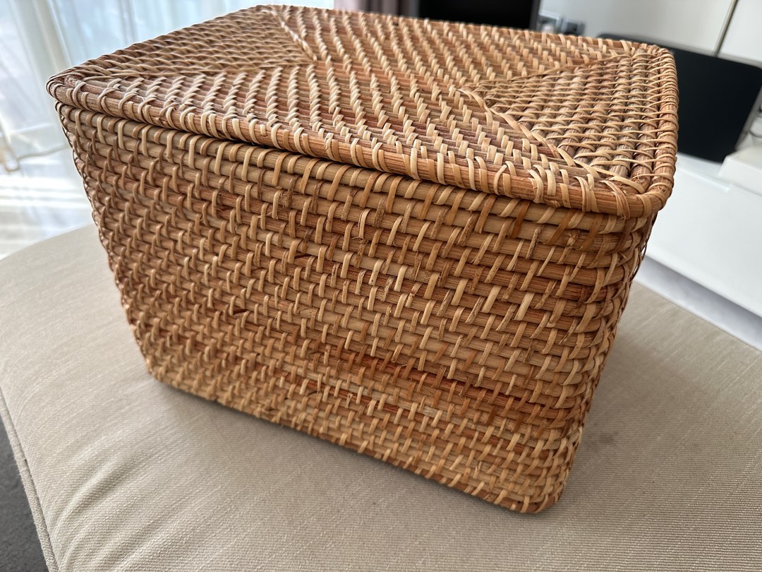 Orig. (like new) MUJI Rattan Basket Stackable with Lid, Furniture ...