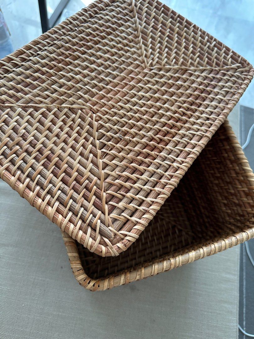 Orig. (like new) MUJI Rattan Basket Stackable with Lid, Furniture ...