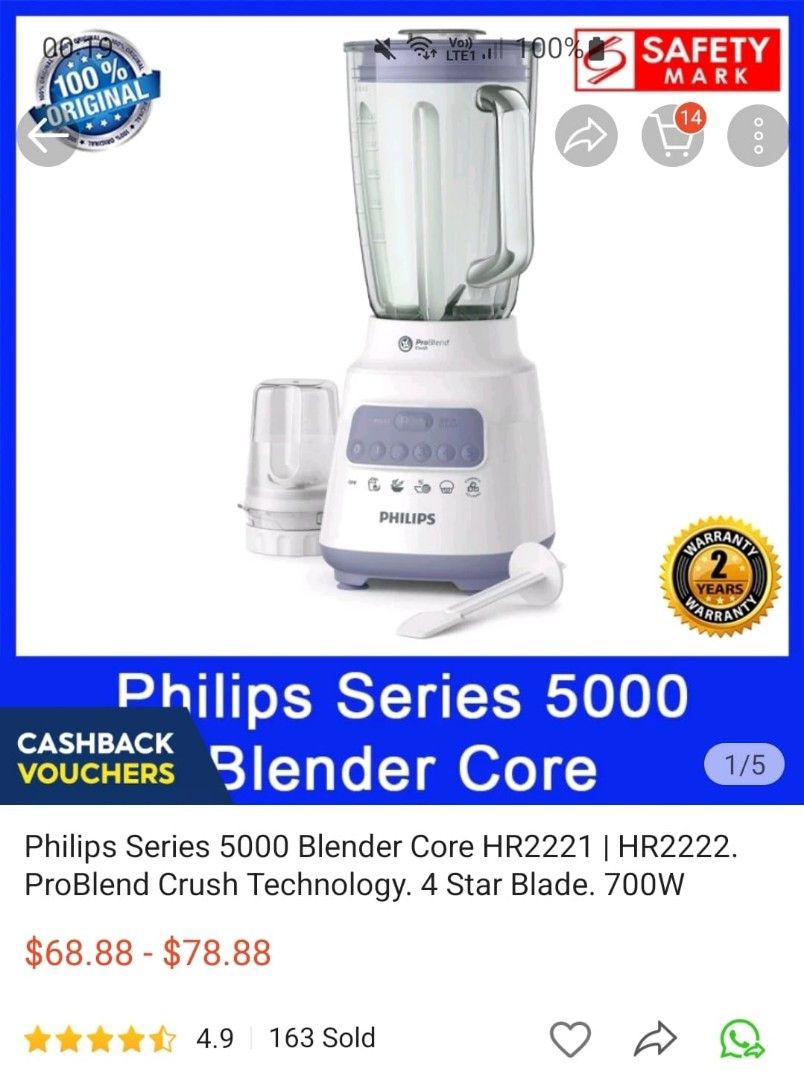 Philips ProBlend 5000 Blender (2Ltr), TV & Home Appliances, Kitchen ...