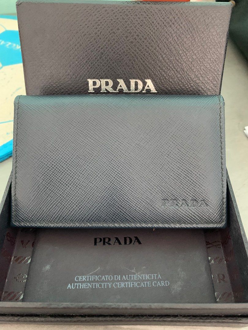 Prada Saffiano bi-fold card holder, Luxury, Bags & Wallets on Carousell