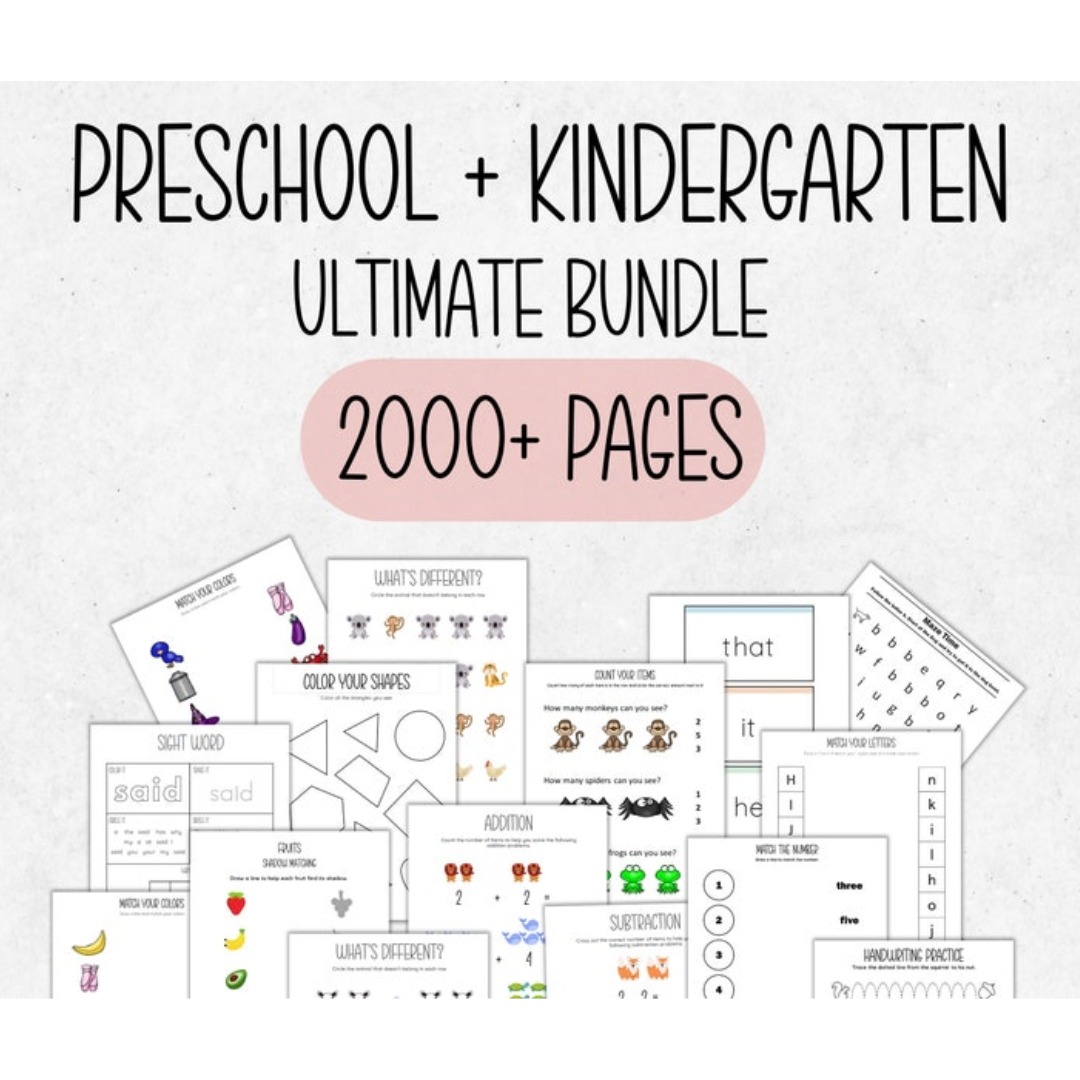 Preschool Pre-K + Kindergarten Learning Bundle | 2000+ Page | Activity ...