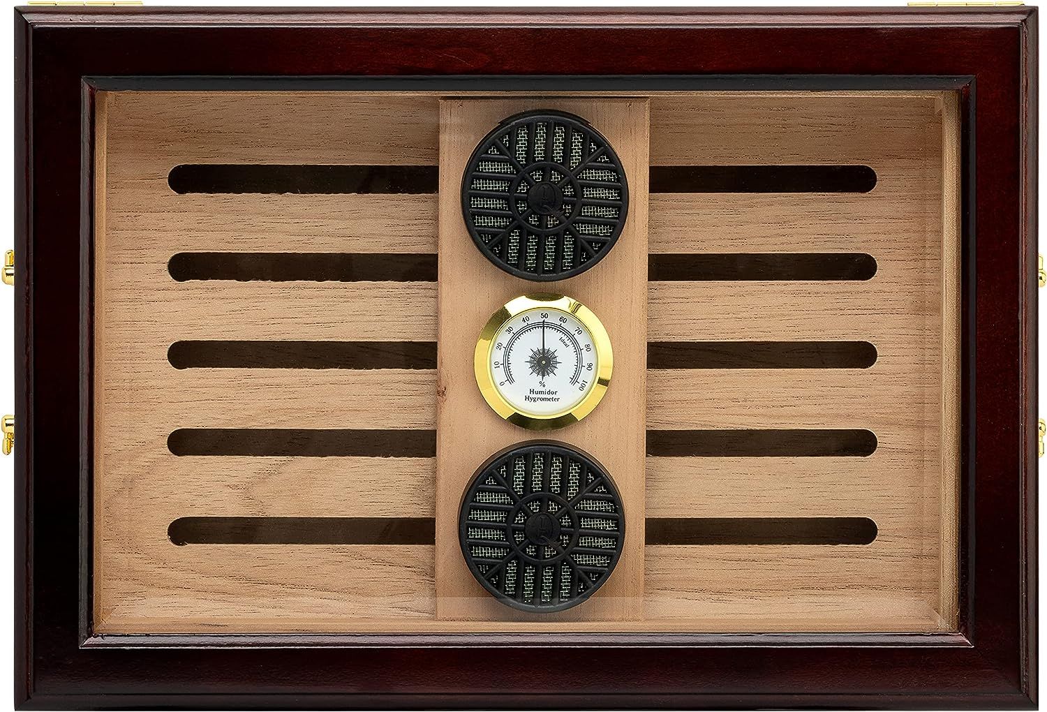 Quality Importers El Rey Desktop Cigar Humidor, Mahogany Finish ...