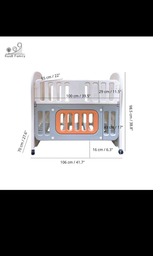 Raab baby cot and mattress (blue and grey), Babies & Kids, Baby Nursery ...