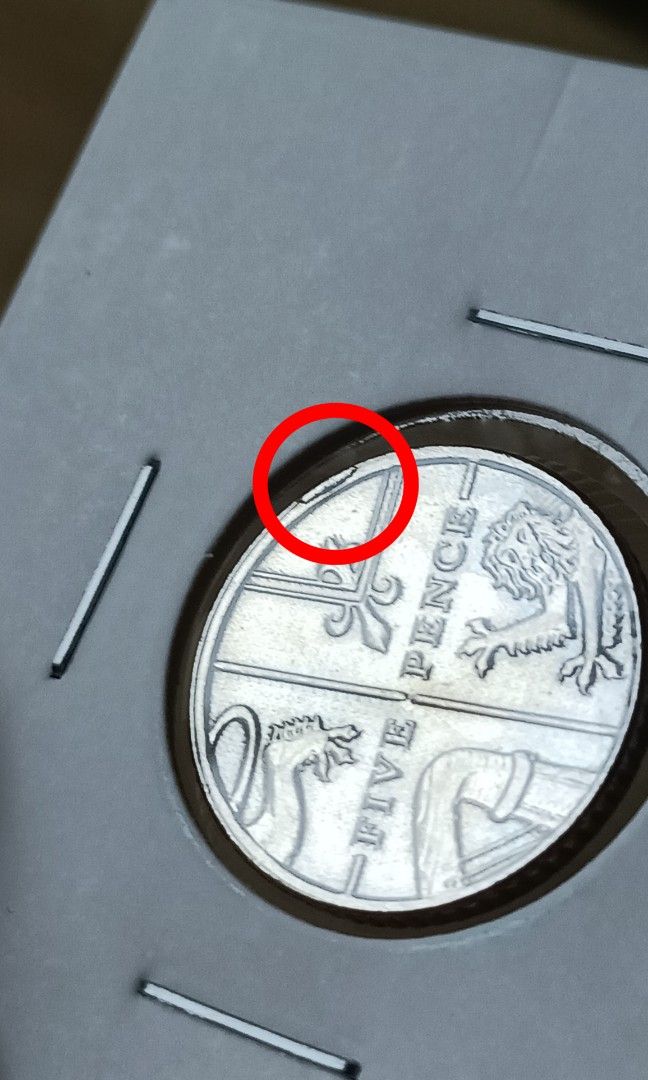 Rare UK 5 Pence Rim Cud Error Coin, Hobbies & Toys, Memorabilia ...