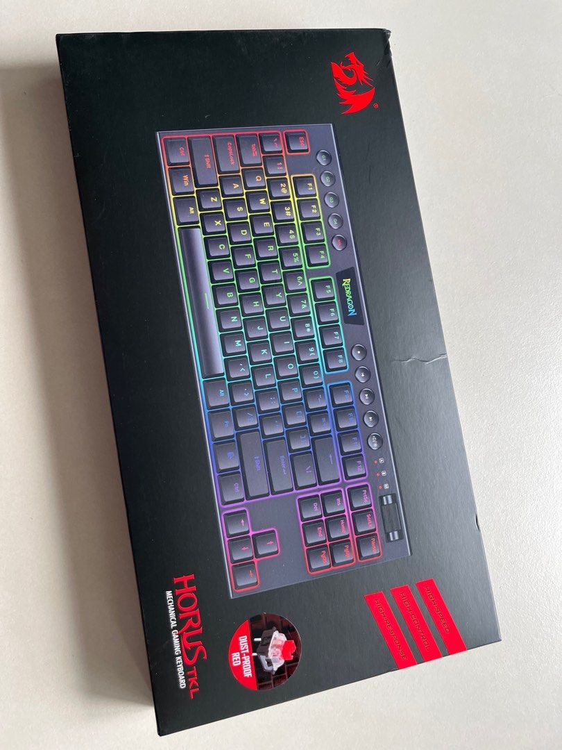 Redragon Horus tenkeyless K621 red switches mechanical gaming wireless ...