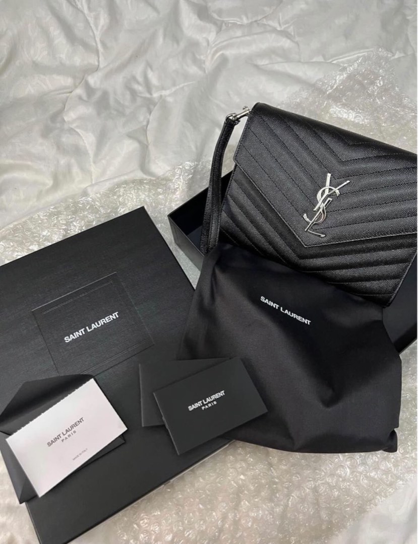 Saint Laurent YSL New Pouch Monogram clutch bag, Luxury, Bags & Wallets ...