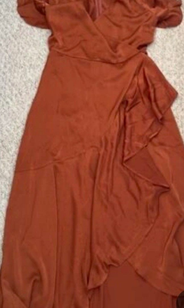 SHEIN Wrap dress (Burnt Orange), Women's Fashion, Dresses & Sets ...