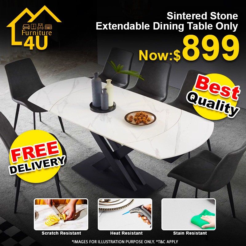 Sintered stone extendable dining table, Furniture & Home Living ...