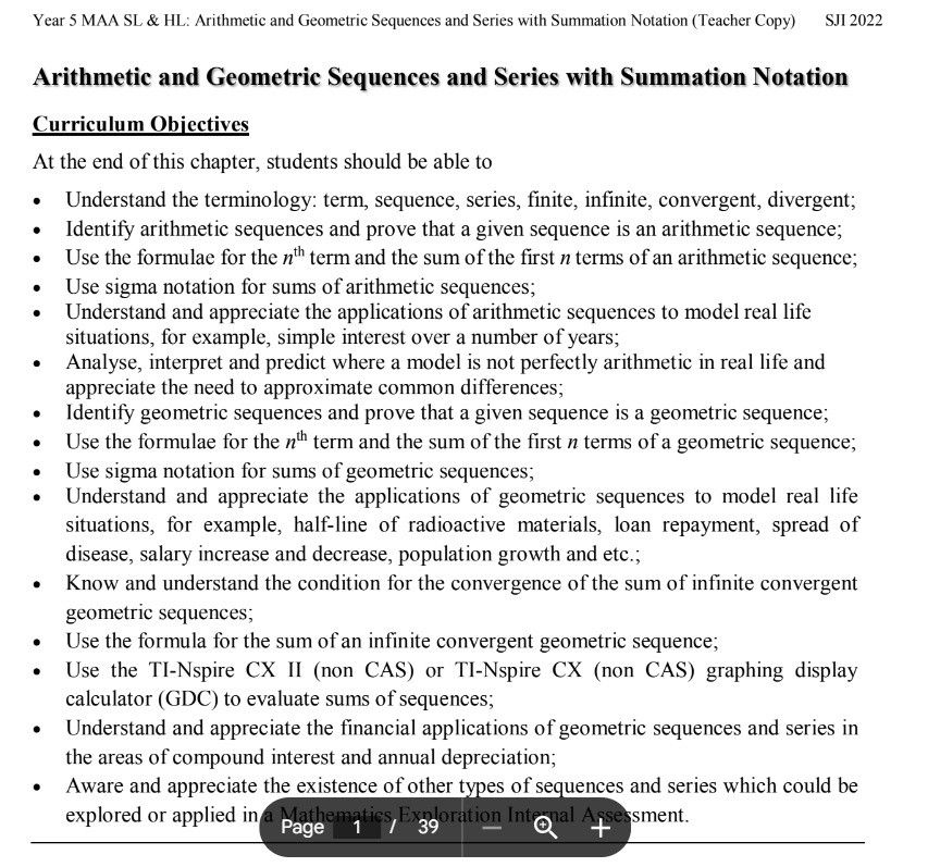 SJI IB HL AA Math Notes, Hobbies & Toys, Books & Magazines, Textbooks ...