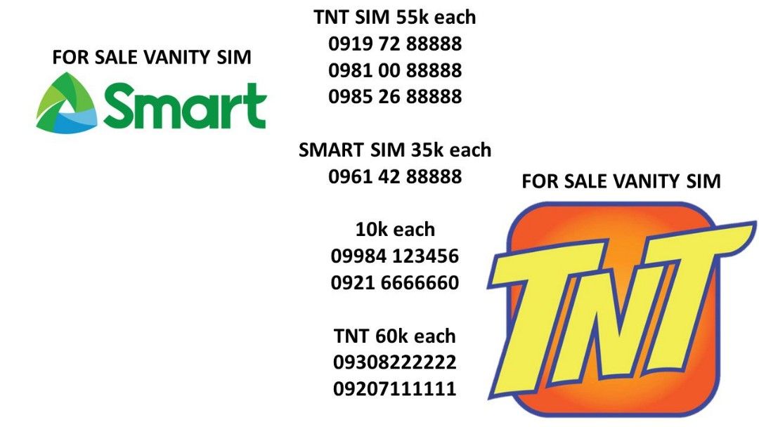 Smart & TNT special numbers Rare combination, Mobile Phones & Gadgets ...