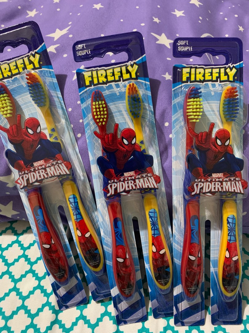 Spider Man 2pk Kiddie Toothbrush by FireFly, Babies & Kids, Bathing ...