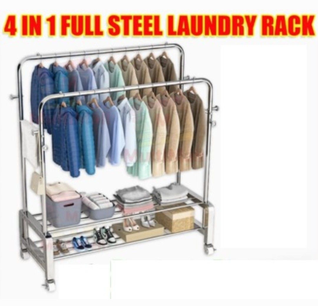 Stainless steel laundry rack, Furniture & Home Living, Home Improvement ...