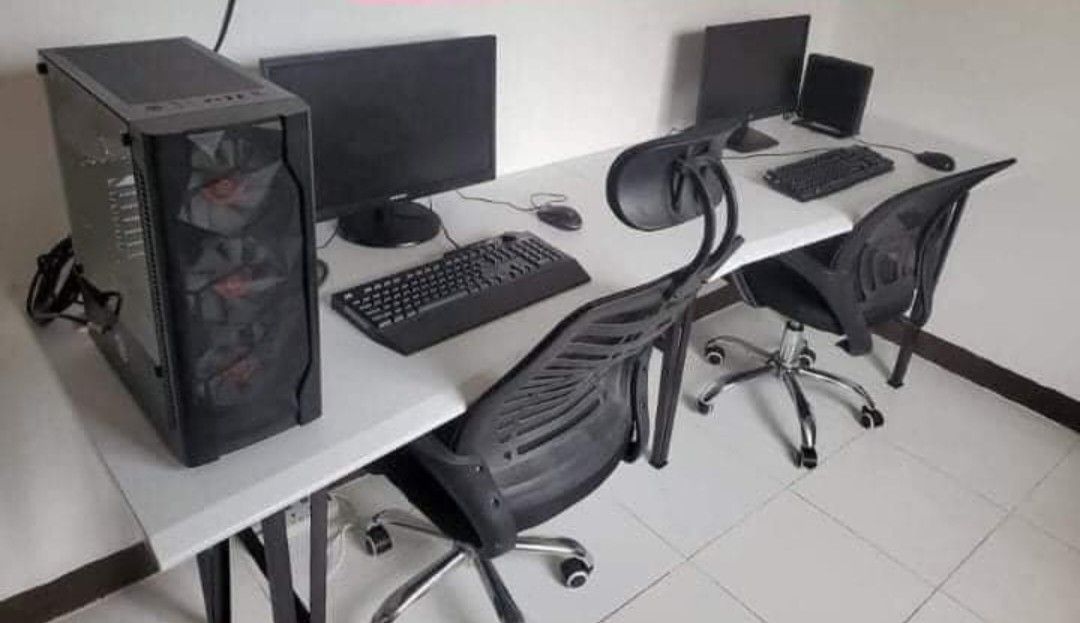 Super long computer table, Furniture & Home Living, Office Furniture ...