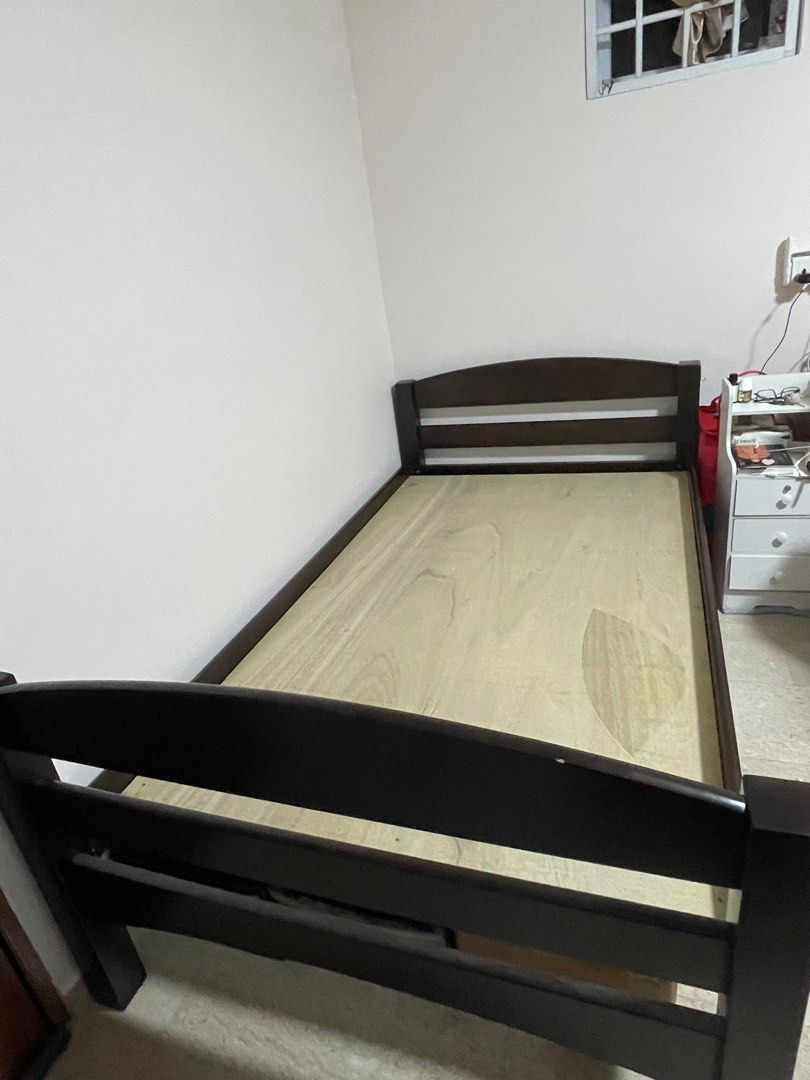 Super Single Solid Wood Bed Frame, Furniture & Home Living, Furniture ...