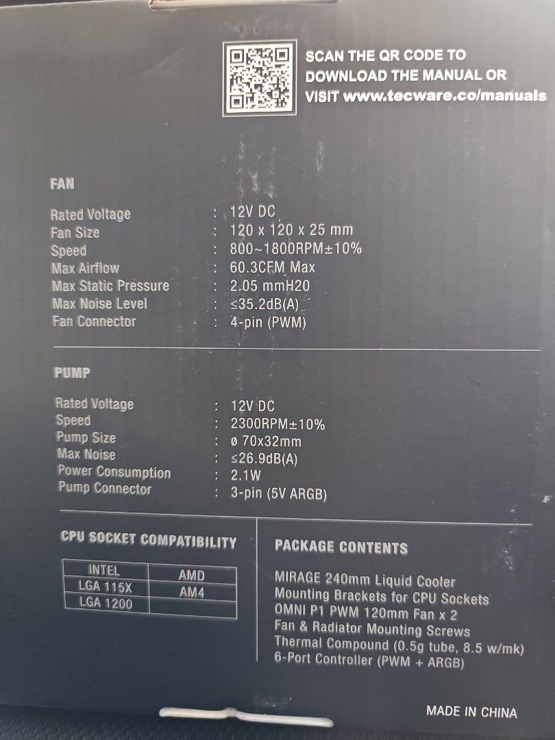 Tecware Mirage 240mm RGB AIO, Computers & Tech, Parts & Accessories ...