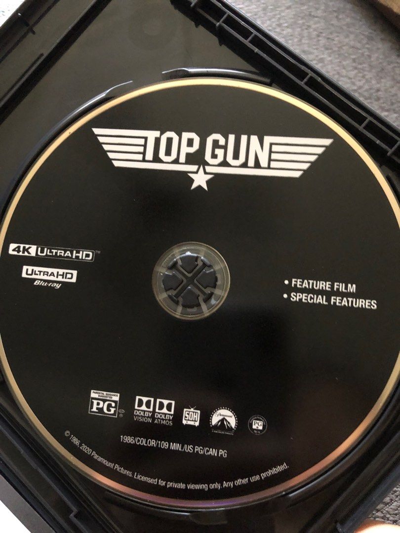 TOP GUN 4K UHD BLU RAY WITH SLIPCASE, Hobbies & Toys, Music & Media ...