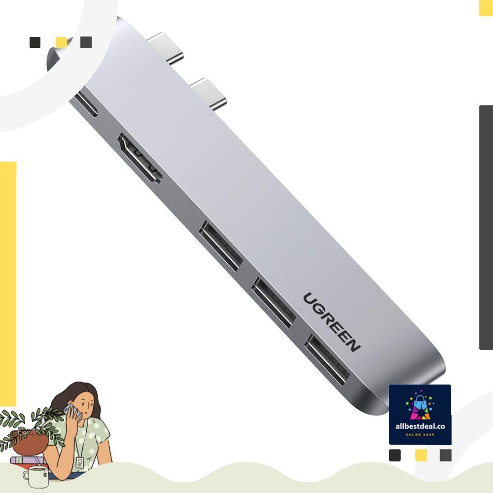 UGREEN USB C Hub for MacBook Pro USB Type C to 4K HDMI Thunderbolt 3 100W Power Delivery 3 USB 3 ...