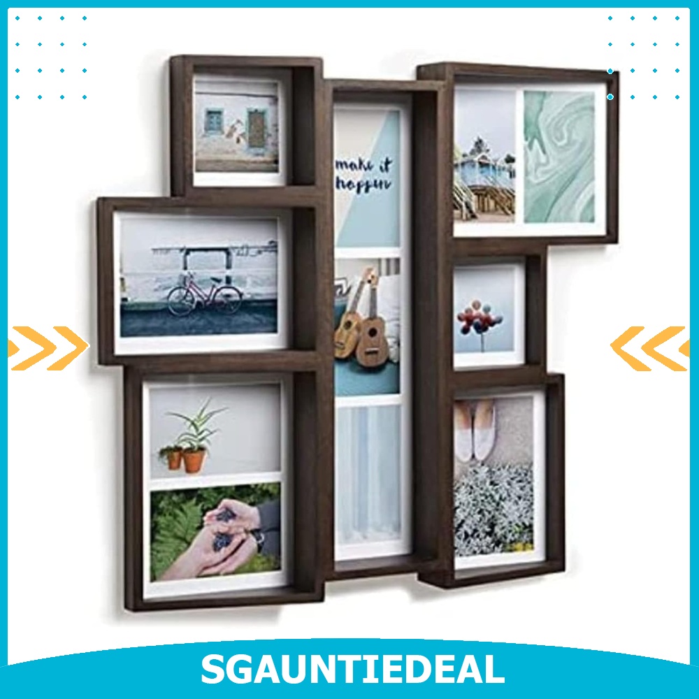 Umbra Edge Picture Frame, Aged Walnut, Collage Frame,4x4, 4x6, and 5x7 ...