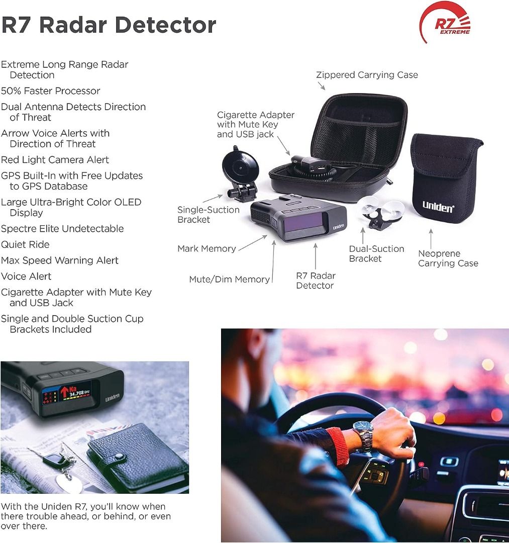 Uniden R7 EXTREME LONG RANGE Laser/Radar Detector, Built-in GPS, Real ...