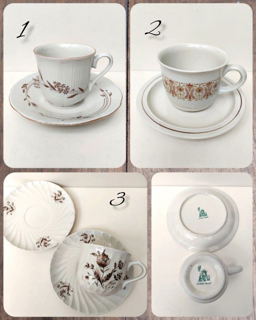 Vintage 1960s/1970s Ironstone Coffee Cups & Saucers, Kitchen & Appliances di Carousell