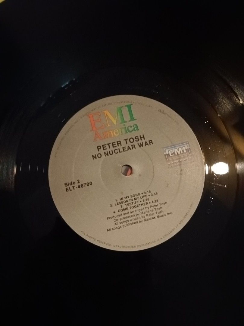 Vintage 1987 - Peter Tosh - No Nuclear War, US Print, EMI America ELT ...