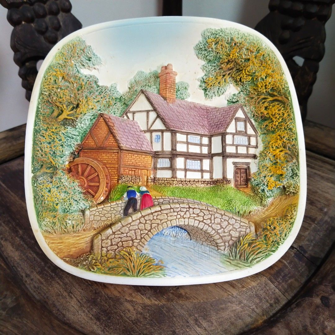 Vintage 1990 Legend Products England 3D Chalkware Wall Plate Cottage ...