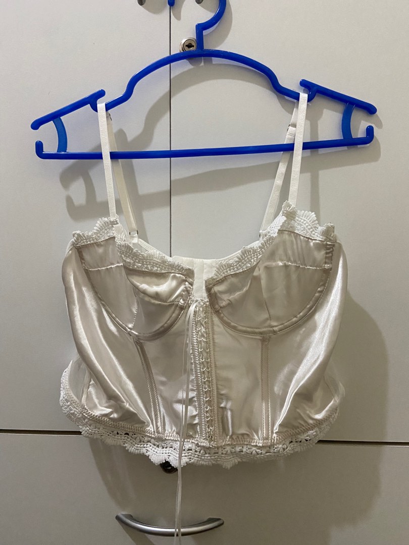 White Corset / Lace Top / See through Back / Adjustable Corset on Carousell