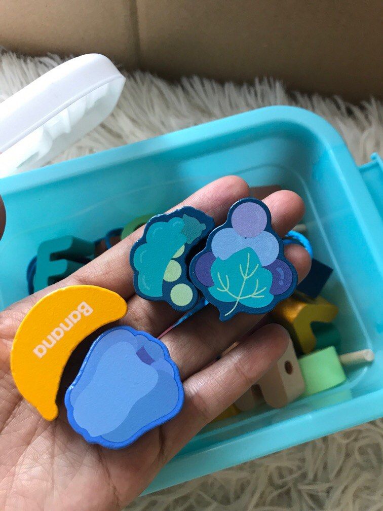 Wooden Alphabet Fruit Threading Toys, Babies & Kids, Infant Playtime on ...