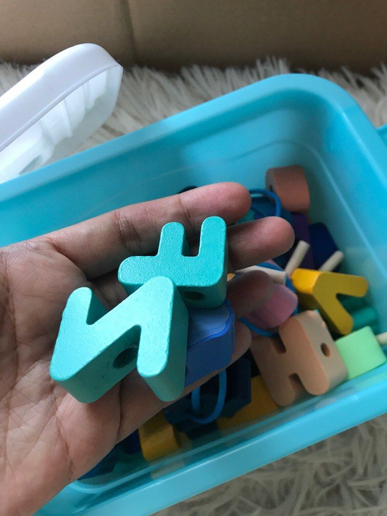 Wooden Alphabet Fruit Threading Toys, Babies & Kids, Infant Playtime on ...