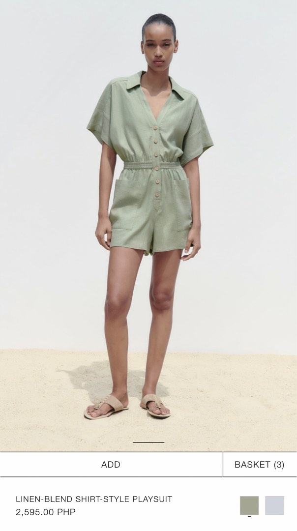 Zara linen playsuit, Women's Fashion, Dresses & Sets, Rompers on Carousell