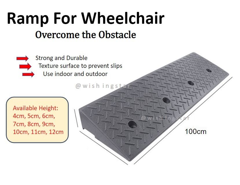 100cm Long Ramp for Kerb Wheelchair HDB Door Toilet, Health & Nutrition ...