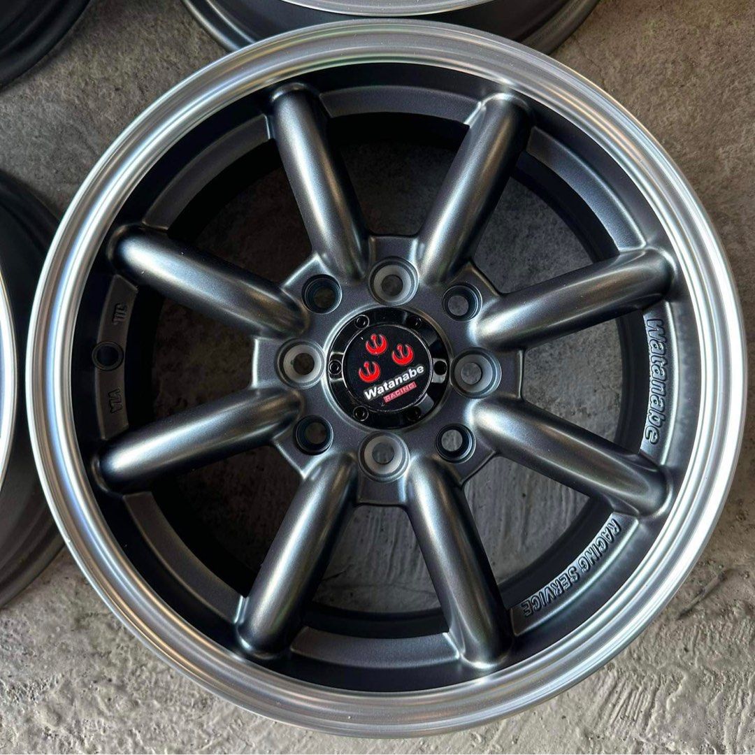 14” Watanabe design Gunmetal code LH02 Mags 4Holes pcd 100-114 Bnew ...