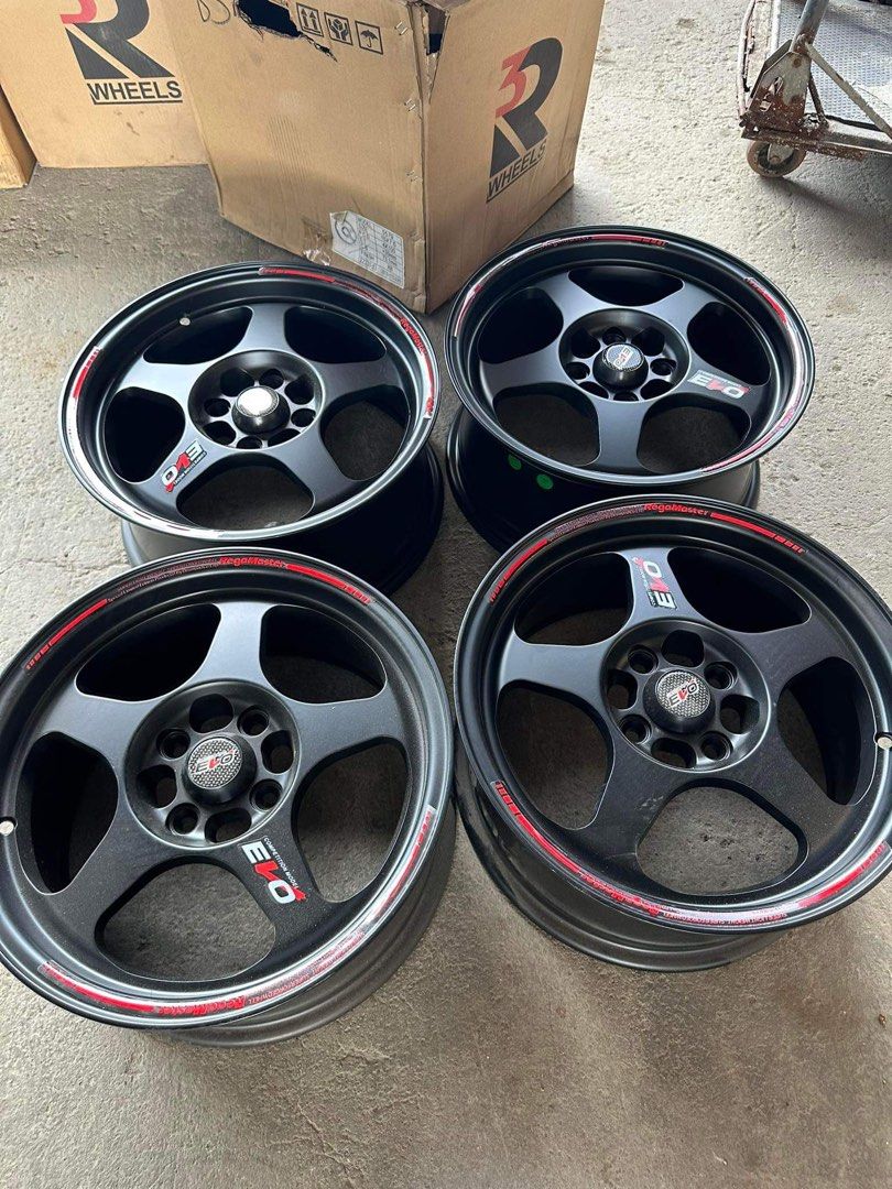 15” Evo Spoon regamaster Black code 5579 Mags 4Holes pcd 100 Bnew, Car ...