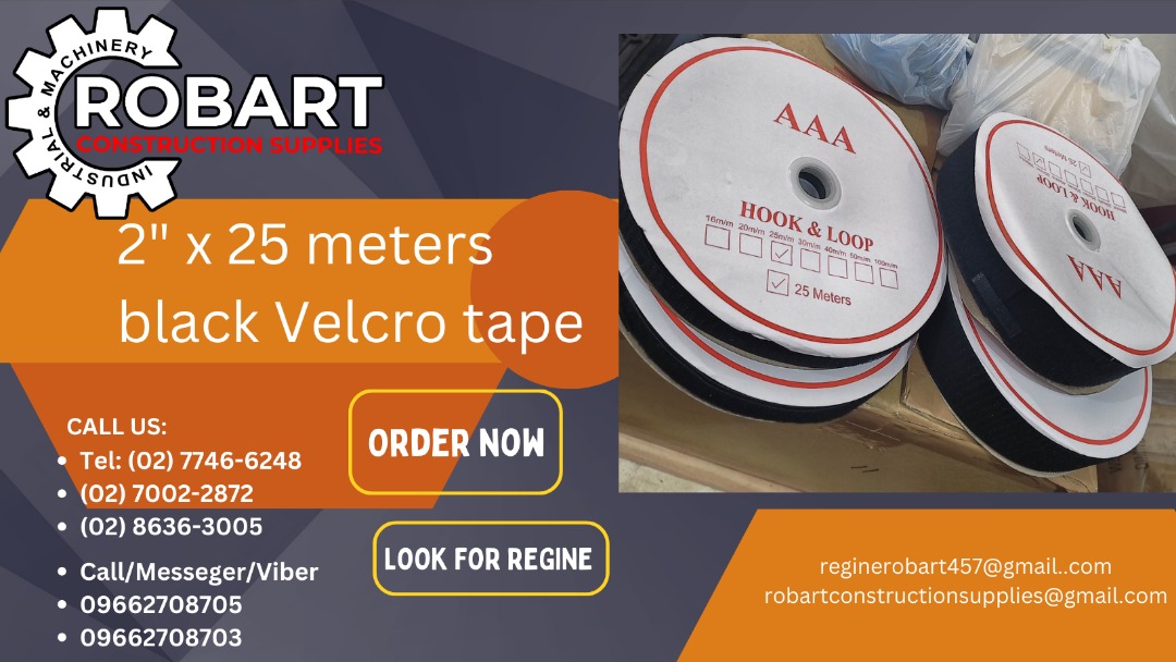 2" x 25 meters black Velcro tape, Commercial & Industrial, Construction ...