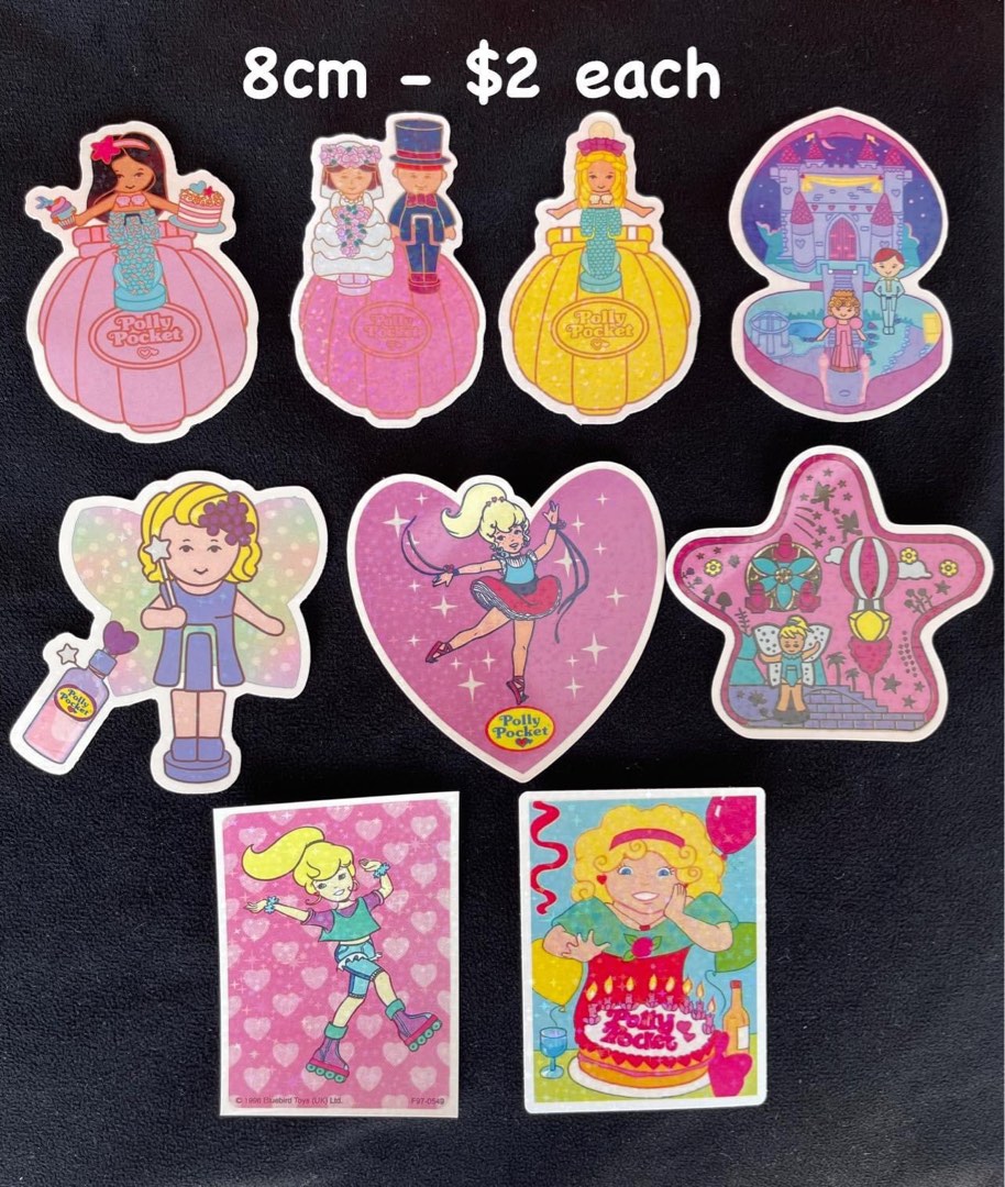 8cm Polly Pocket Glitter Hologram Stickers, Hobbies & Toys, Stationery ...