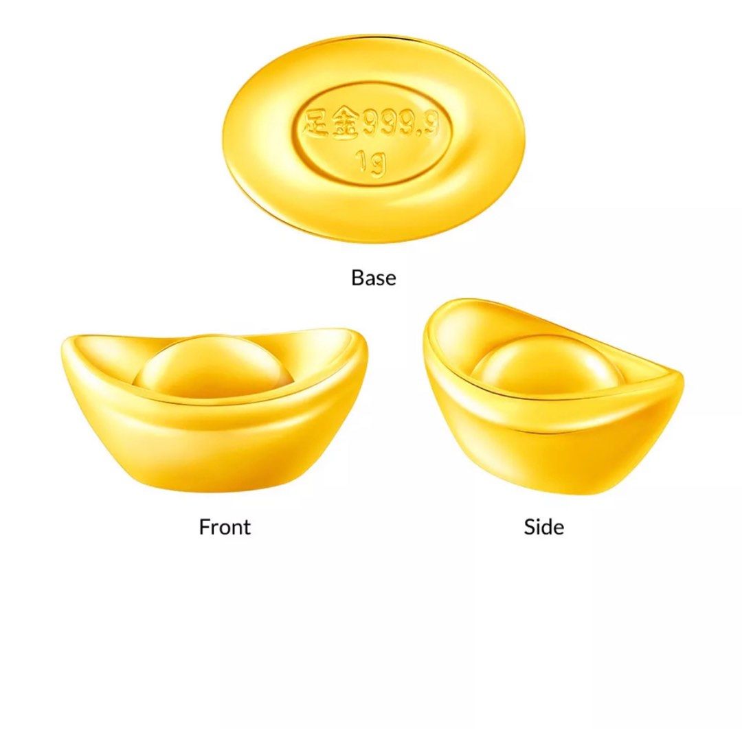 999 Gold 12 Petite Ingot (Gold Bean), Women's Fashion, Jewelry ...