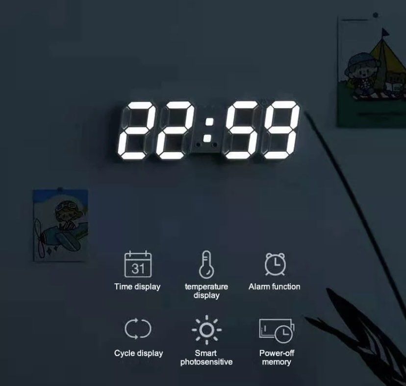 Aesthetic Minimalist LED Clock, Furniture & Home Living, Home Decor ...