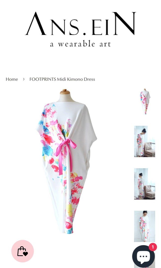 Ans.Ein Footprints Midi Kimono Dress, Women's Fashion, Dresses & Sets, Dresses on Carousell