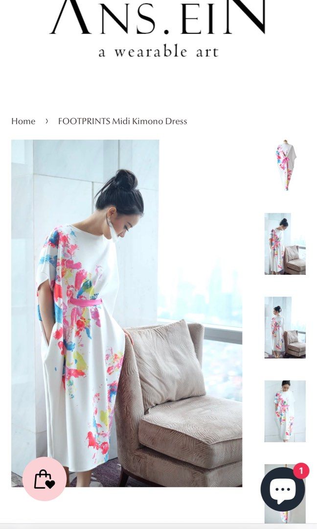 Ans.Ein Footprints Midi Kimono Dress, Women's Fashion, Dresses & Sets, Dresses on Carousell