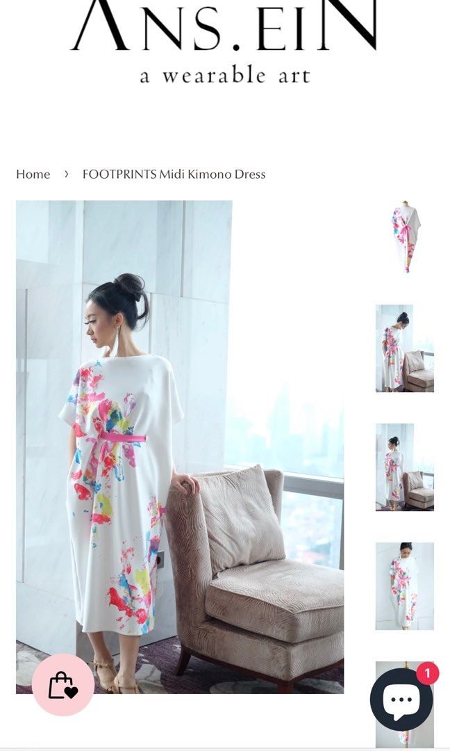 Ans.Ein Footprints Midi Kimono Dress, Women's Fashion, Dresses & Sets, Dresses on Carousell